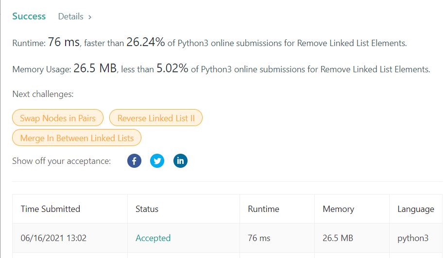 Leetcode 203 Remove Linked List Elements python 