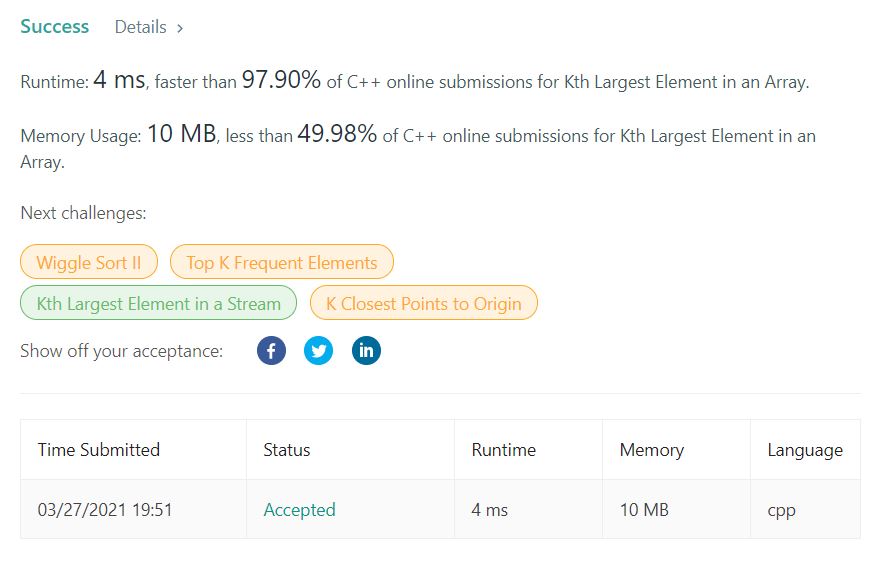 Leetcode 215 Kth Largest Element In An Array 