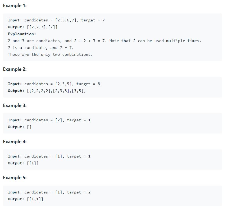 Leetcode 39 Combination Sum 